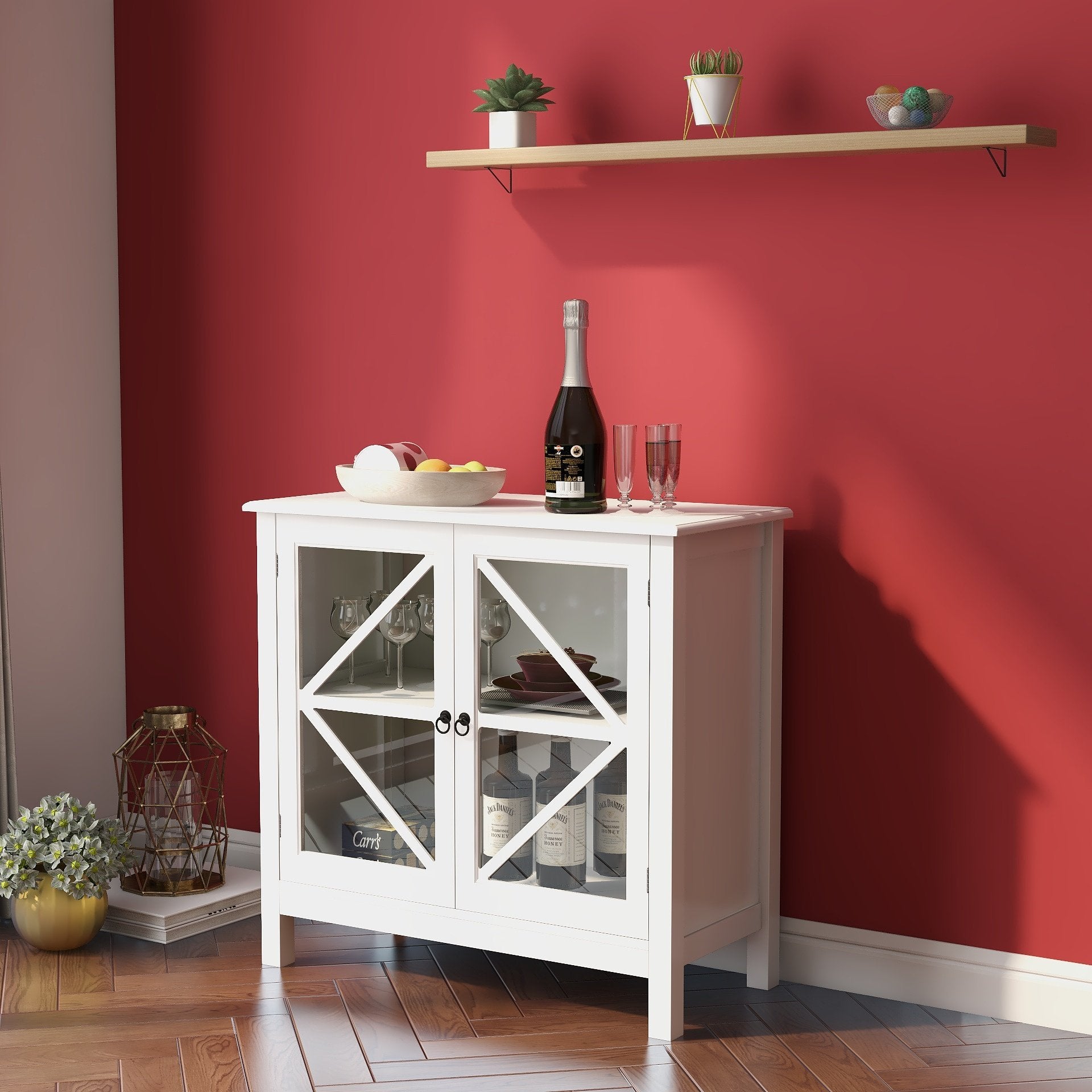 Rhapsody Kitchen Cabinet with Double Glass Doors - Pier 1
