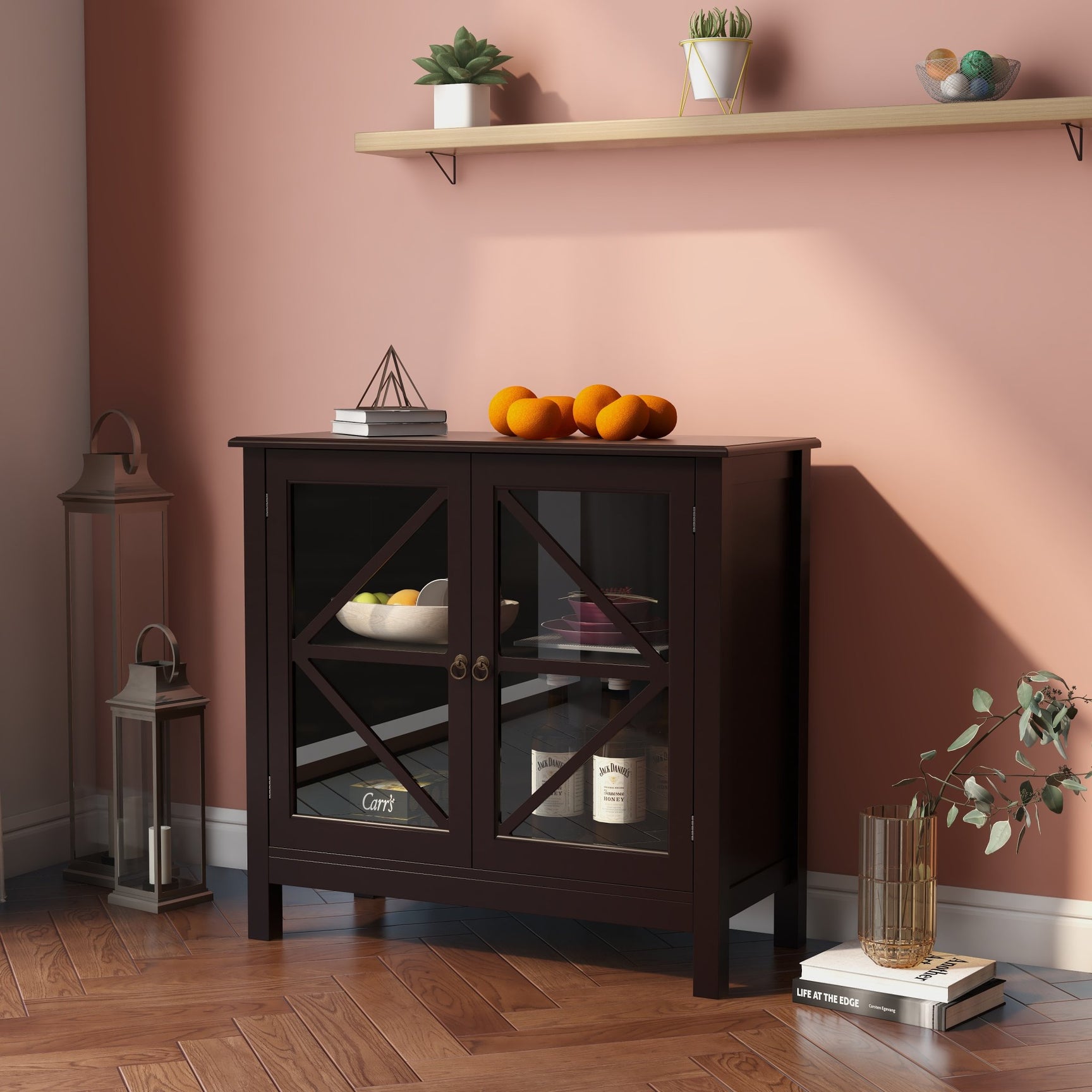 Rhapsody Kitchen Cabinet with Double Glass Doors - Pier 1
