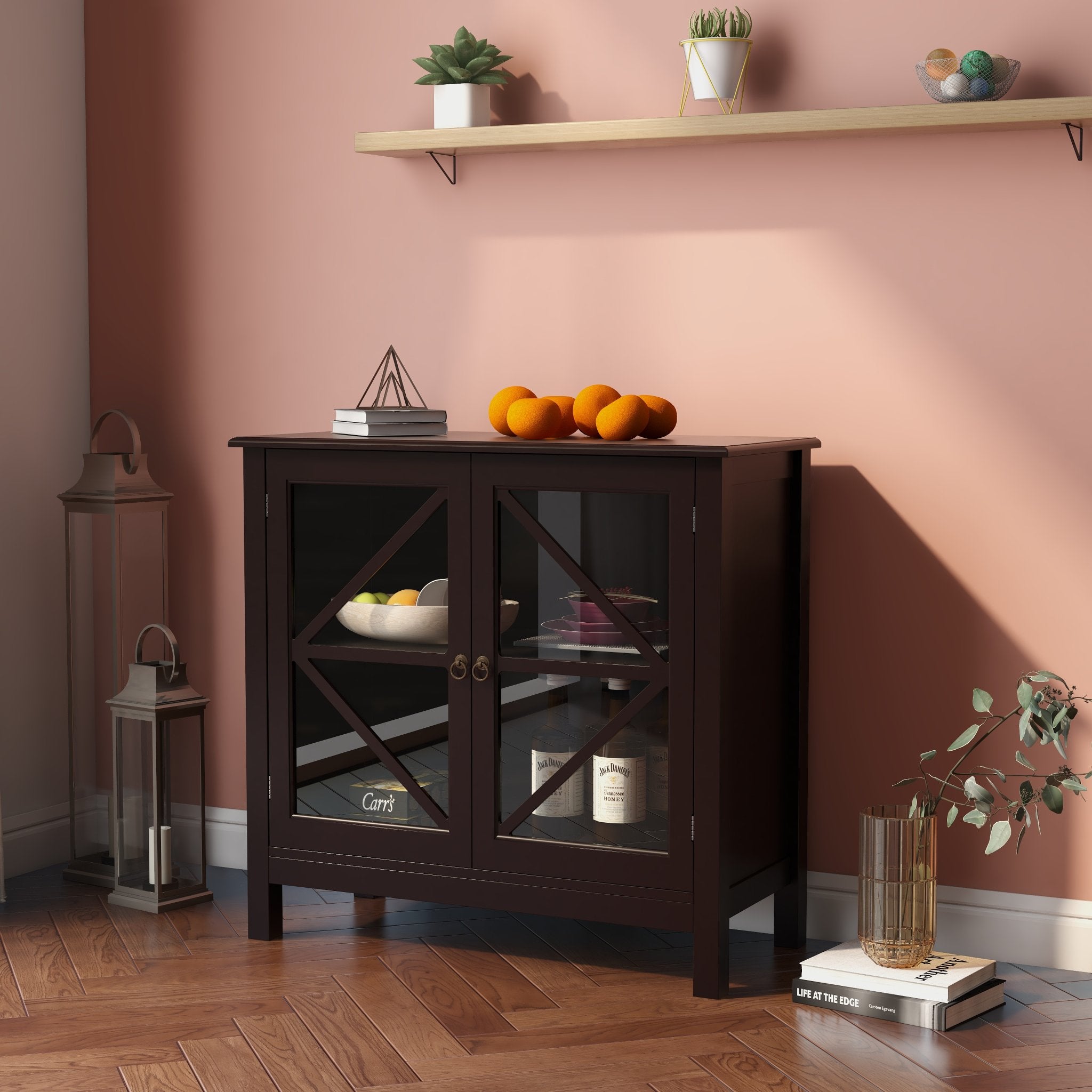 Rhapsody Kitchen Cabinet with Double Glass Doors - Pier 1