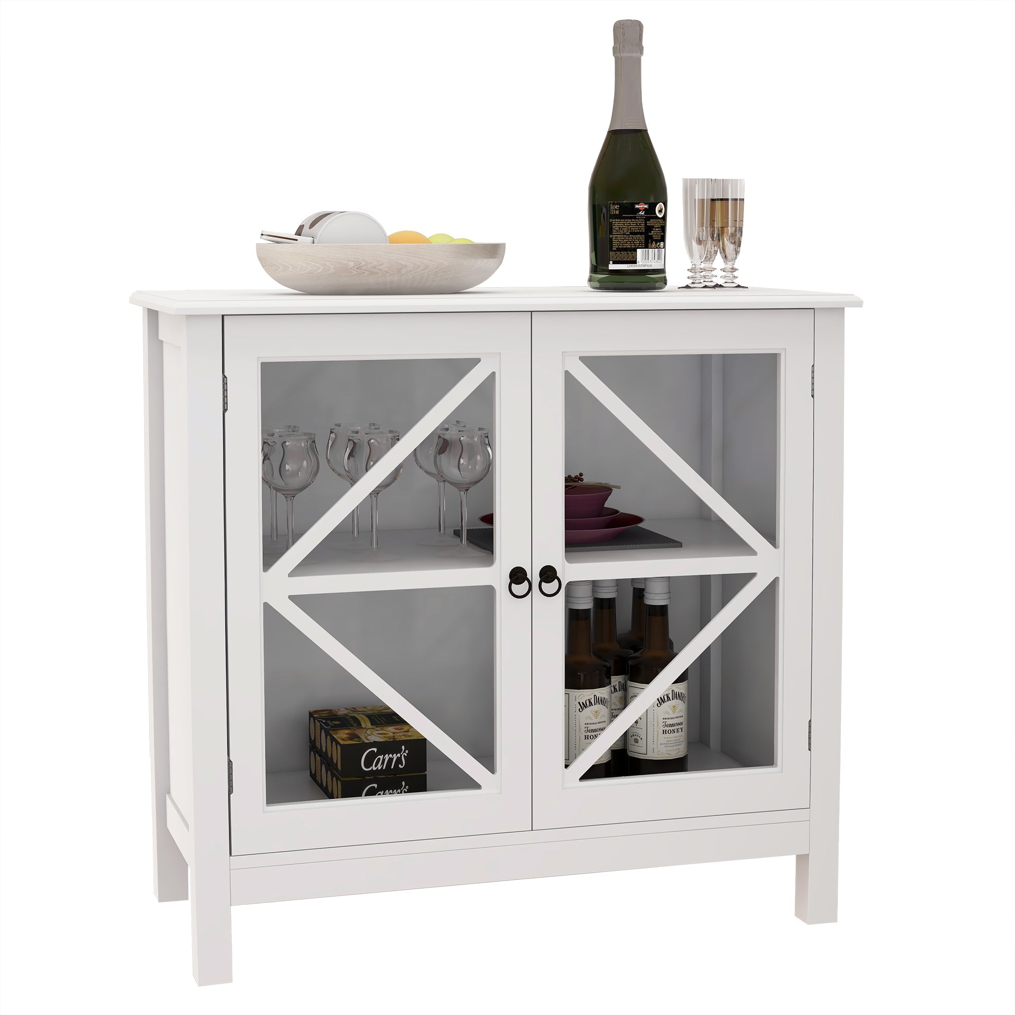 Rhapsody Kitchen Cabinet with Double Glass Doors - Pier 1
