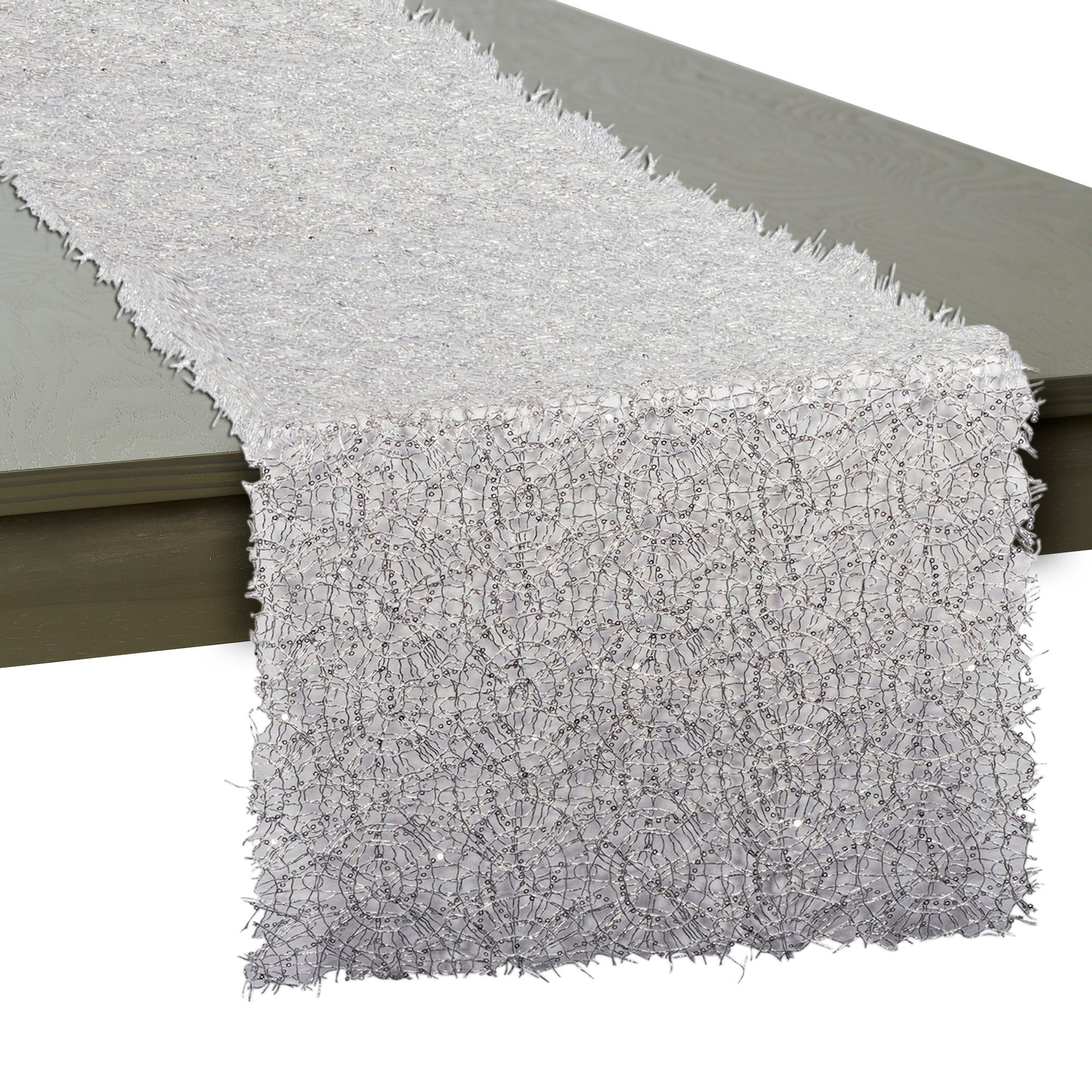 Silver Sequin Mesh 16in x 10ft Table Runner Roll - Pier 1