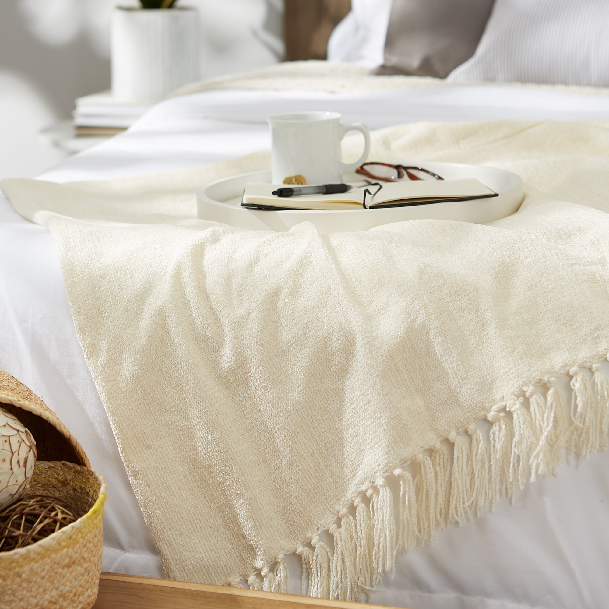 Soft Cream Chenille Throw - Pier 1