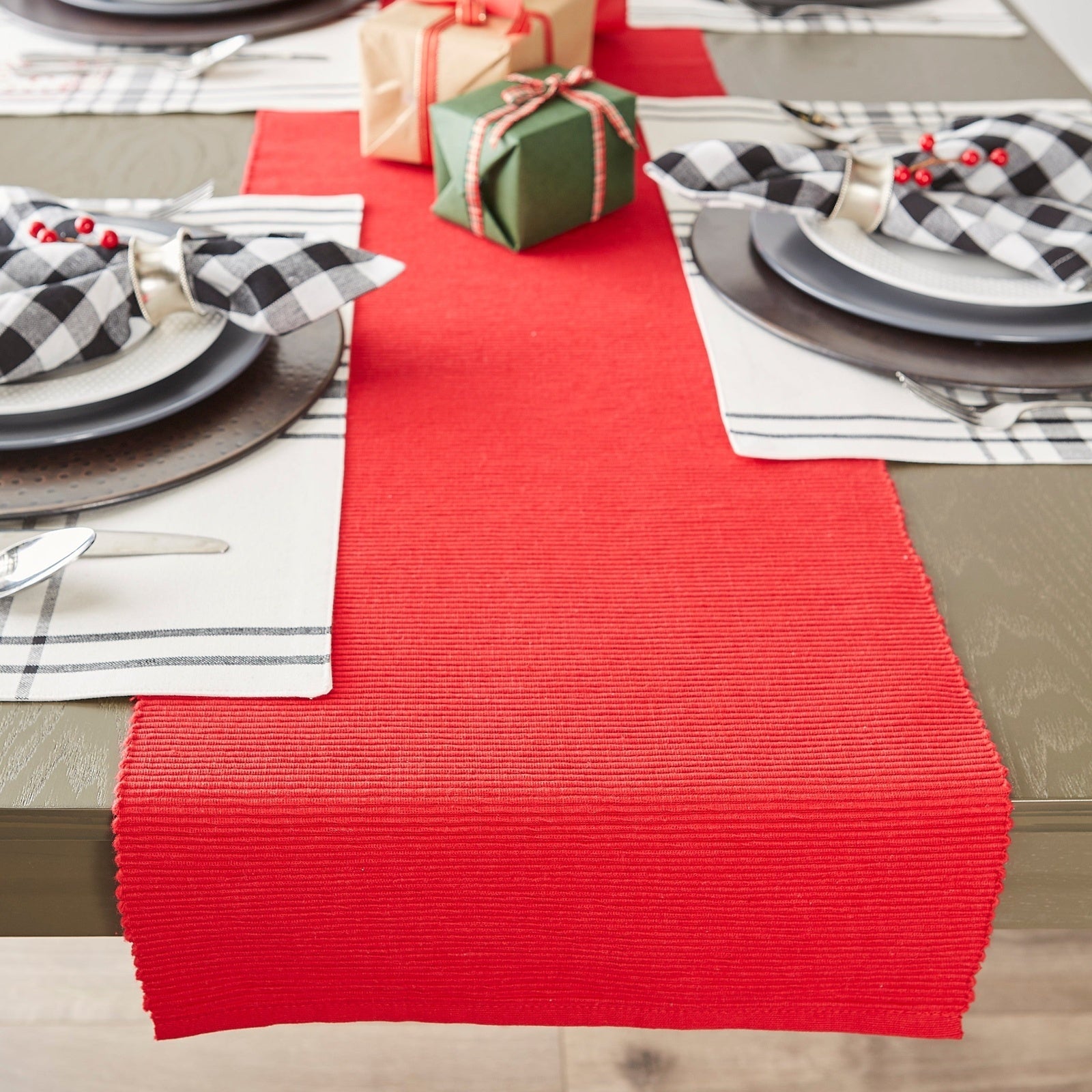 Tango Red Ribbed 13"x72" Table Runner - Pier 1