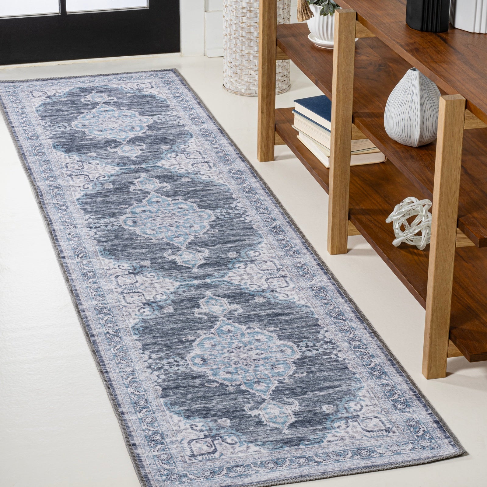 Wincer Chenille Cottage Medallion Machine-Washable Area Rug - Pier 1