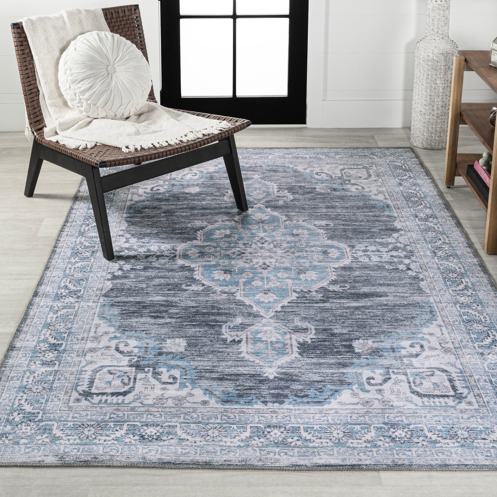 Wincer Chenille Cottage Medallion Machine-Washable Area Rug - Pier 1