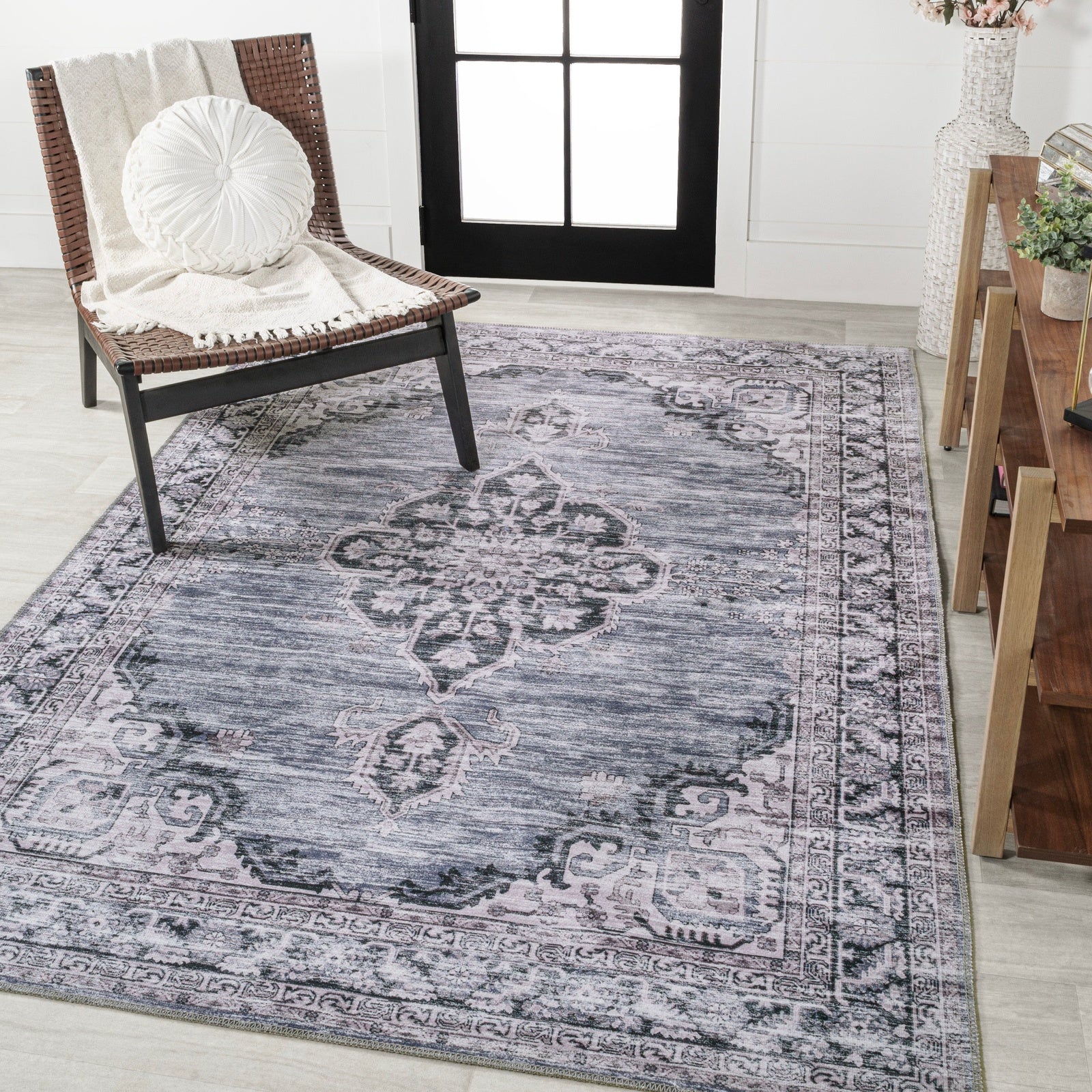 Wincer Chenille Cottage Medallion Machine-Washable Area Rug - Pier 1