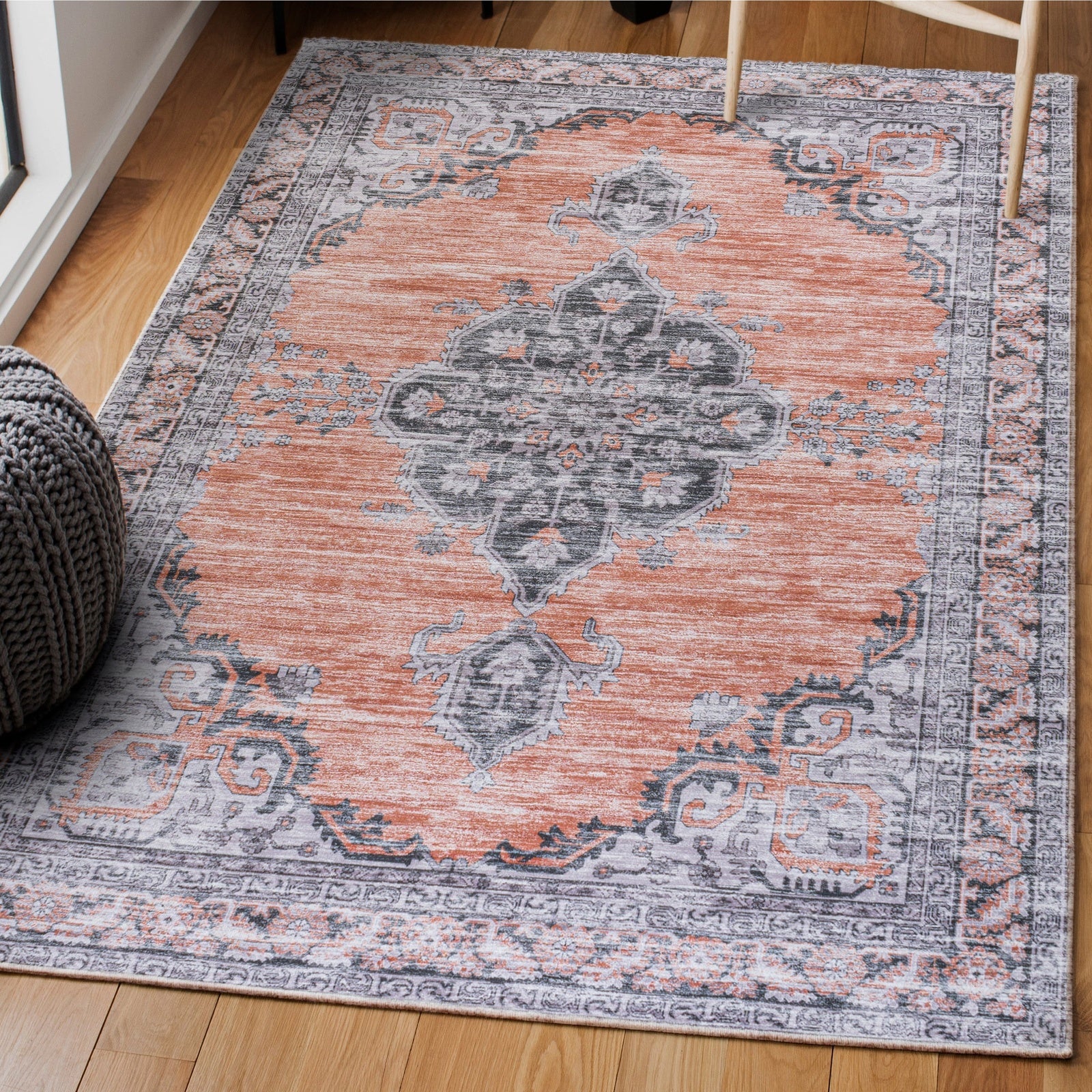 Wincer Chenille Cottage Medallion Machine-Washable Area Rug - Pier 1