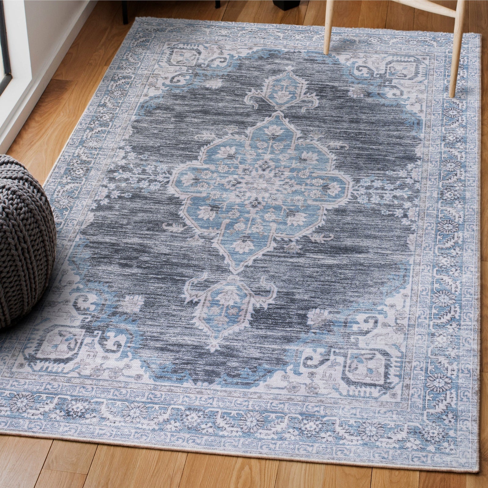 Wincer Chenille Cottage Medallion Machine-Washable Area Rug - Pier 1