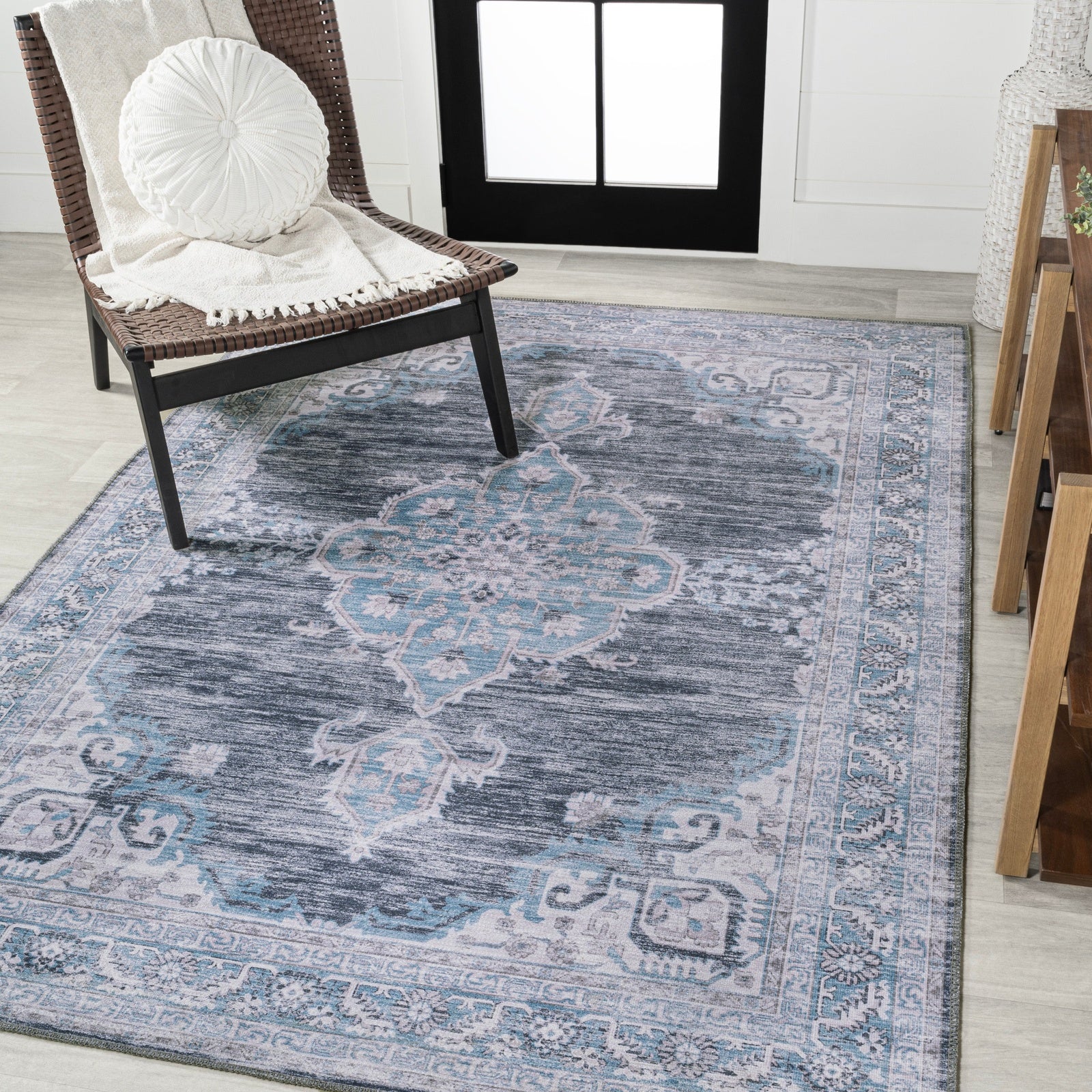 Wincer Chenille Cottage Medallion Machine-Washable Area Rug - Pier 1